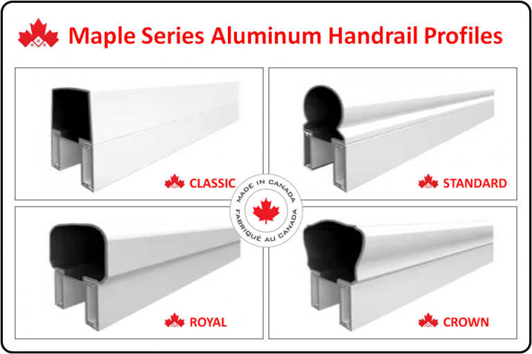 Maple Series Aluminum Handrail Profiles for Custom Glass & Spindles ...